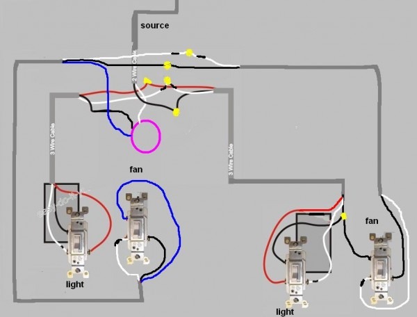 How To Wire A Ceiling Fan Light With Three Way Switches | Car Wiring ...